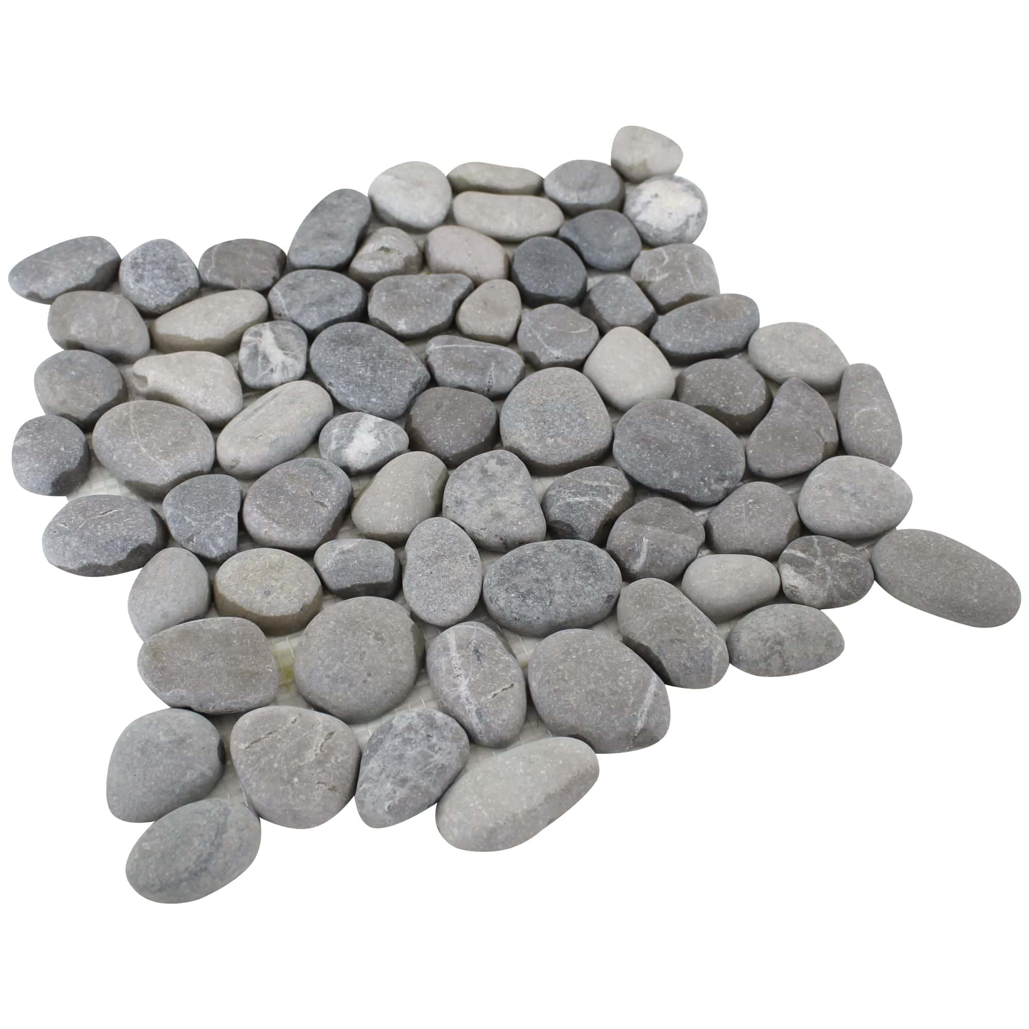 Light Grey Natural Pebble Tile | River Stone Mosaic for Shower & Bath ...
